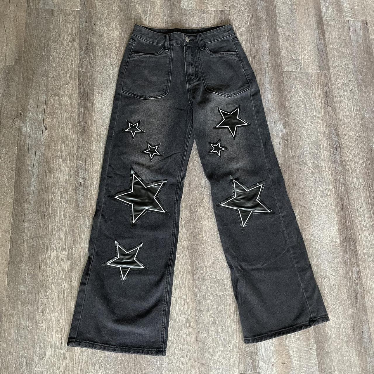 high waisted star stitched pants | Depop