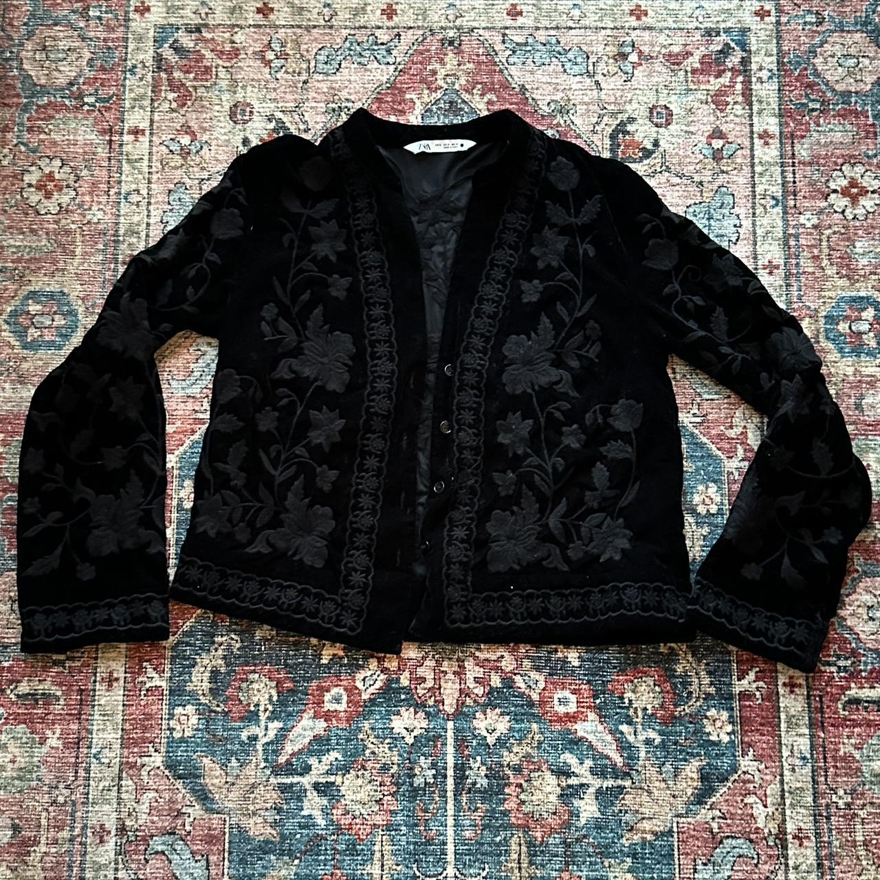 Zara embroidered jacket/coat Size M #zara... - Depop