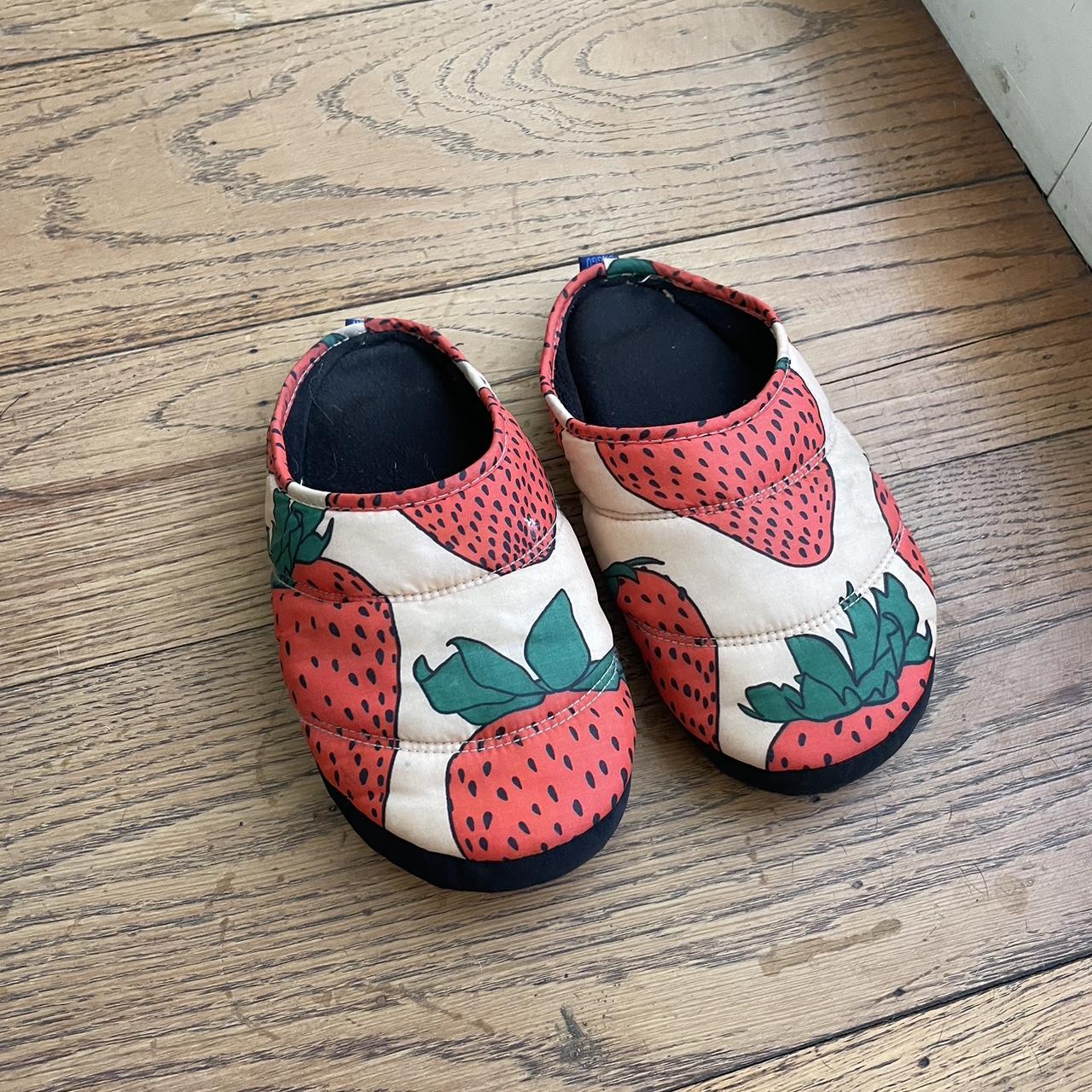 Baggy strawberry slippers Solid condition—only flaw... - Depop