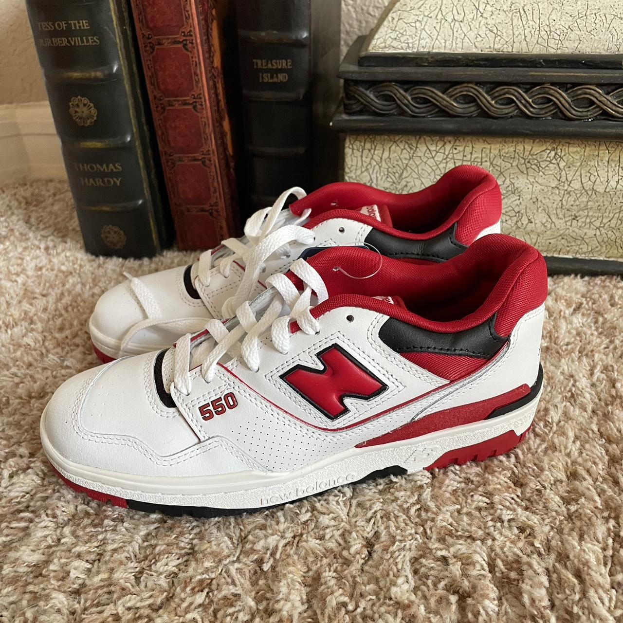 New Balance 550 red and white sneakers Brand new,... - Depop