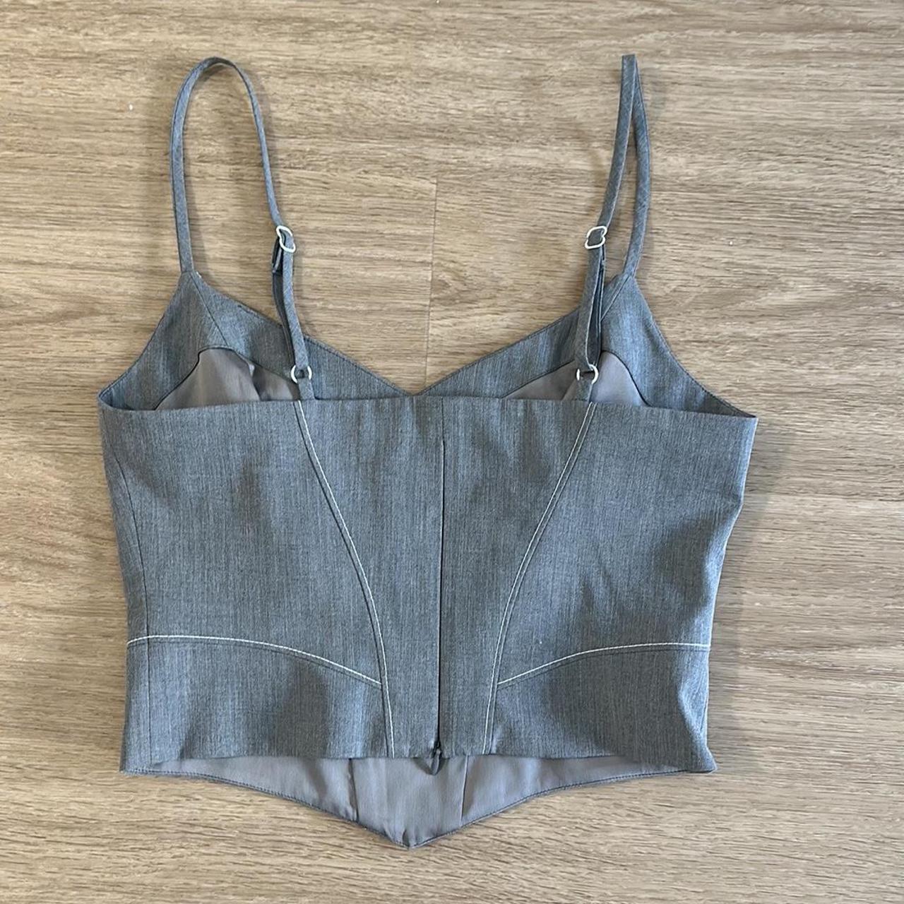Staud Gray Crop Top Gray with white stitching.... - Depop