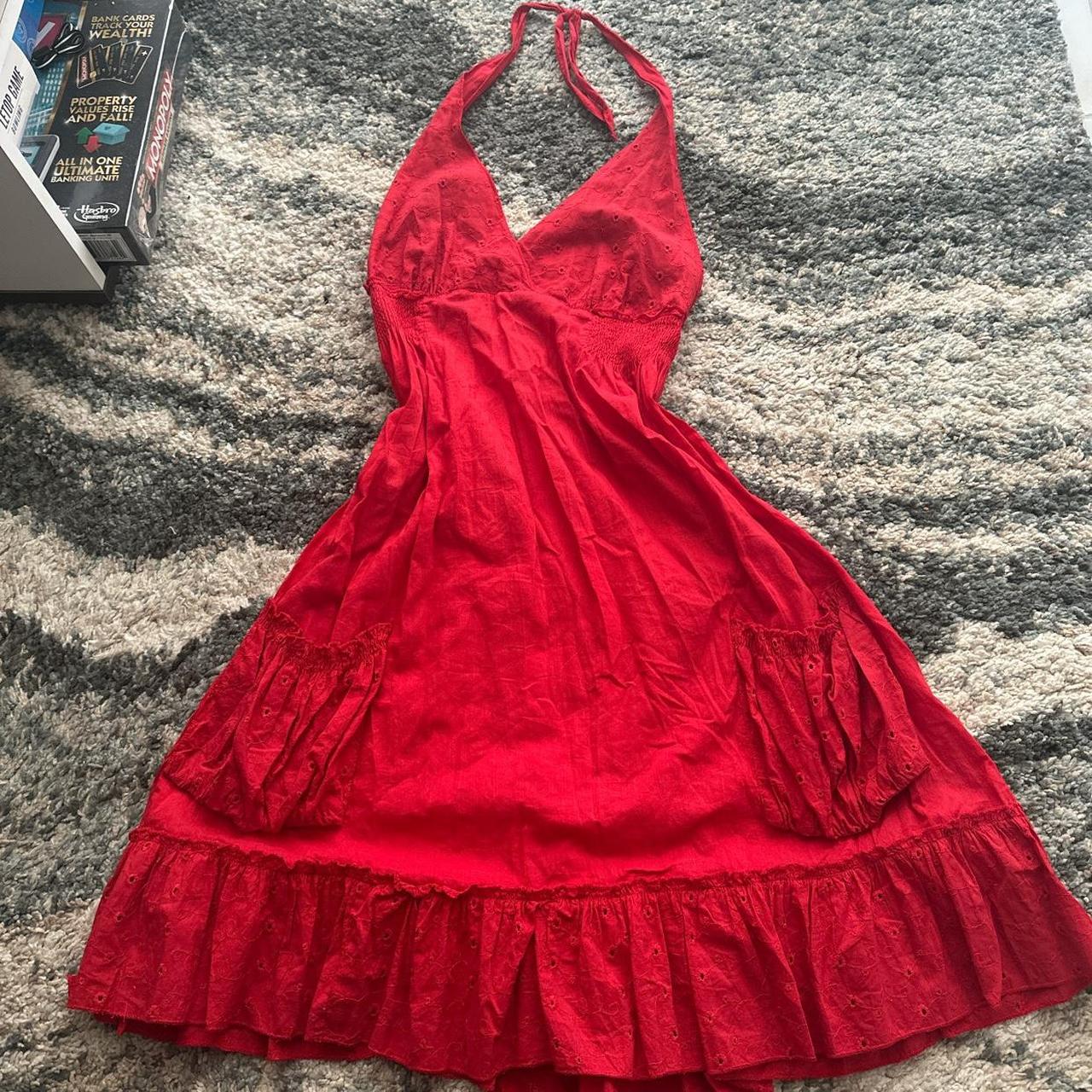 Beautiful red summer dress with pockets from the... - Depop