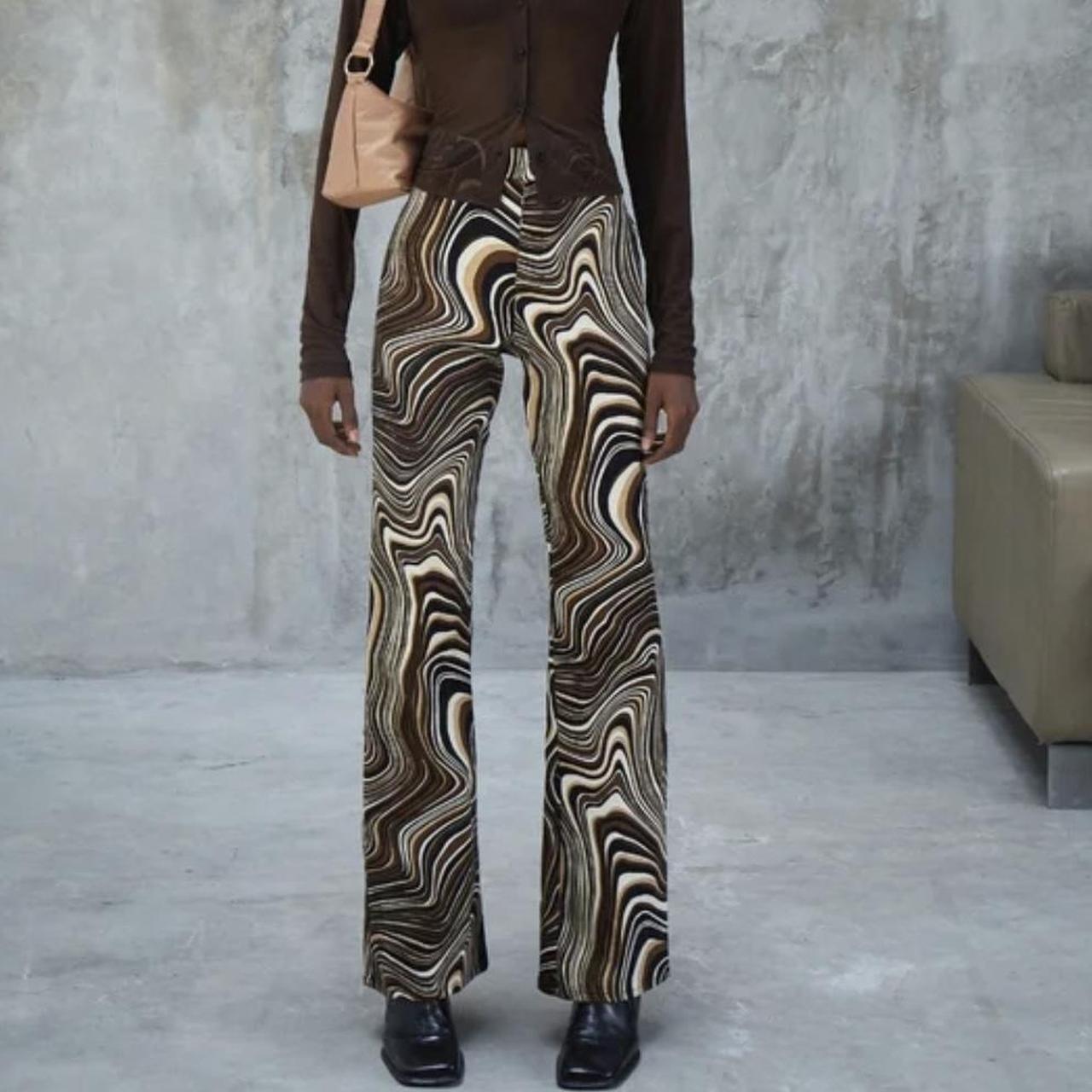 Motel rocks swirly brown pants Size small Fits best... - Depop