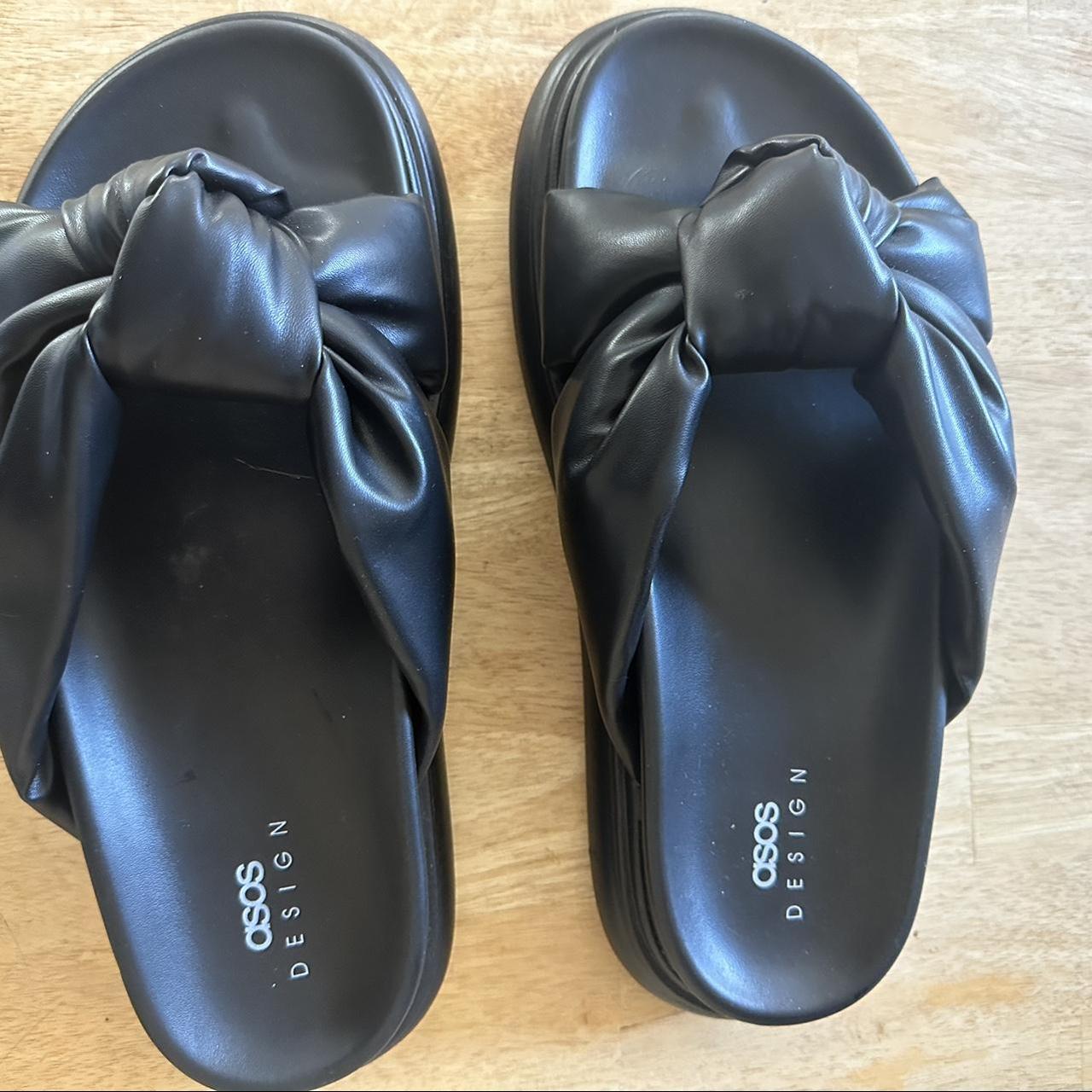 ASOS black platform slides Brand new Size 8.5 A... - Depop