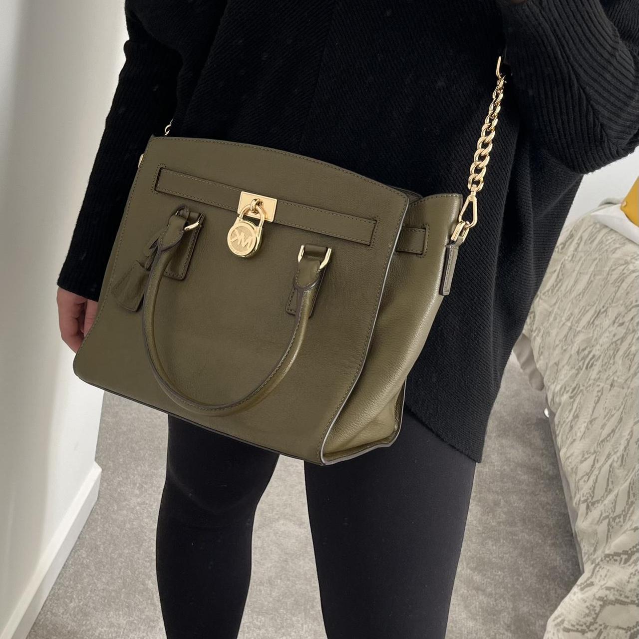 Michael Kors Women's Green and Khaki Bag | Depop