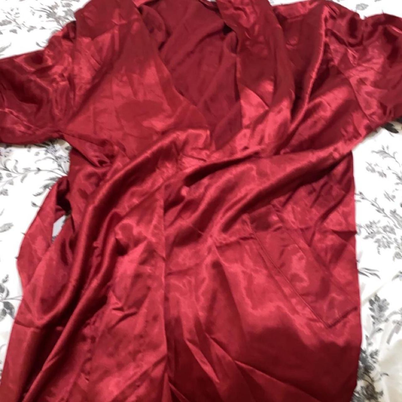 victoria’s secret red satin robe w/ruching at the... - Depop