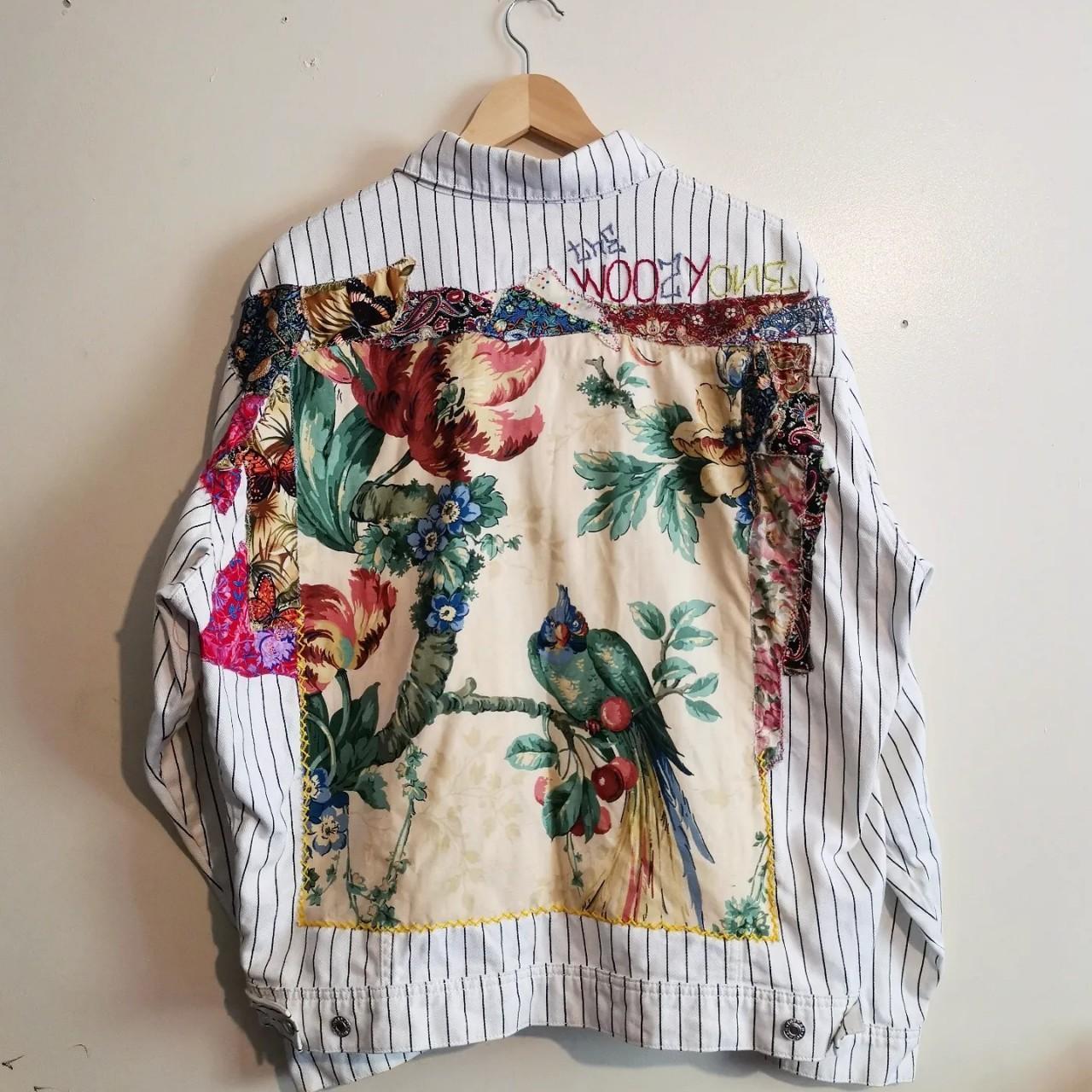 1/1 hand crafted rework. Upcycled fabric scraps on... - Depop