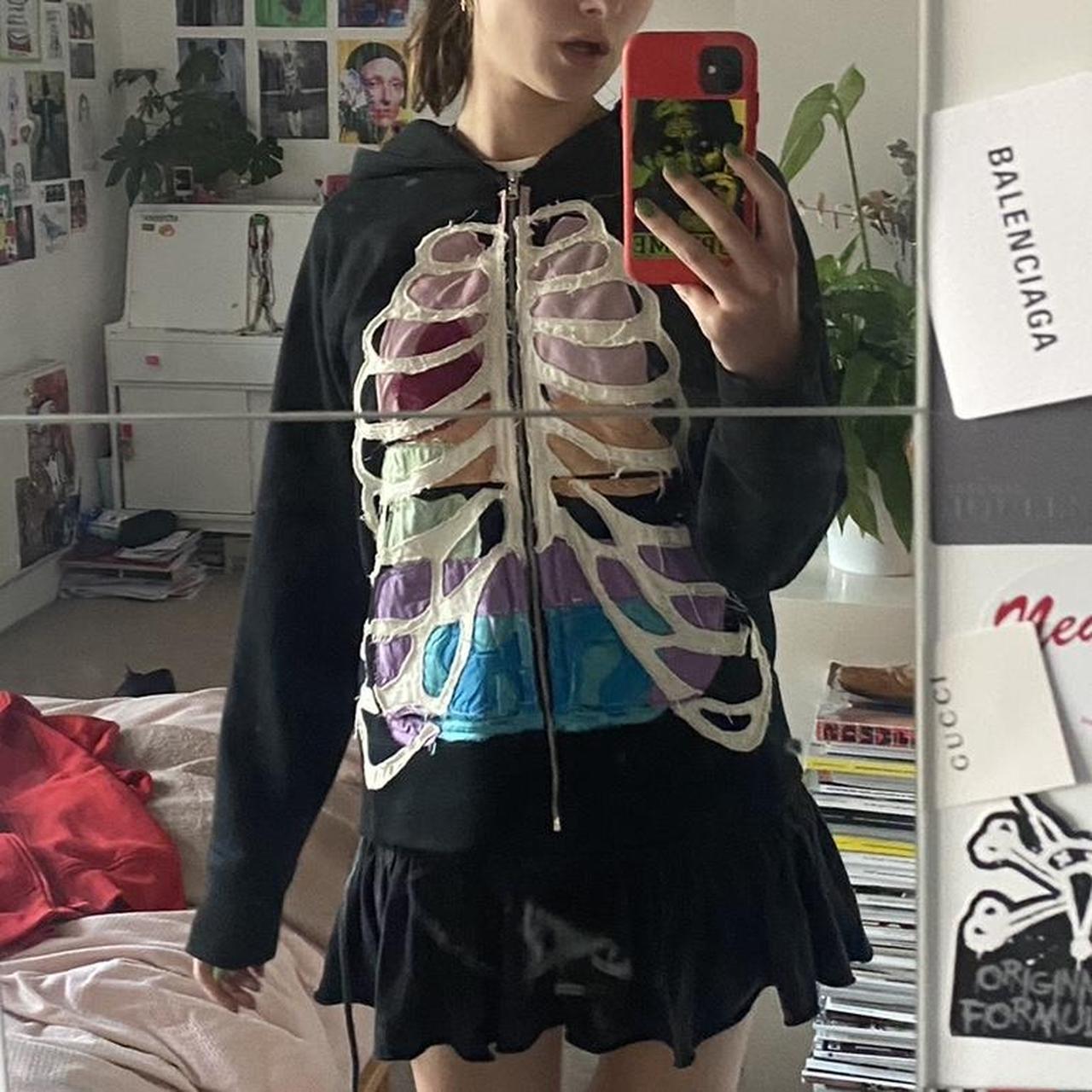 INSANE handmade skeleton jumper w texture so so cool... - Depop