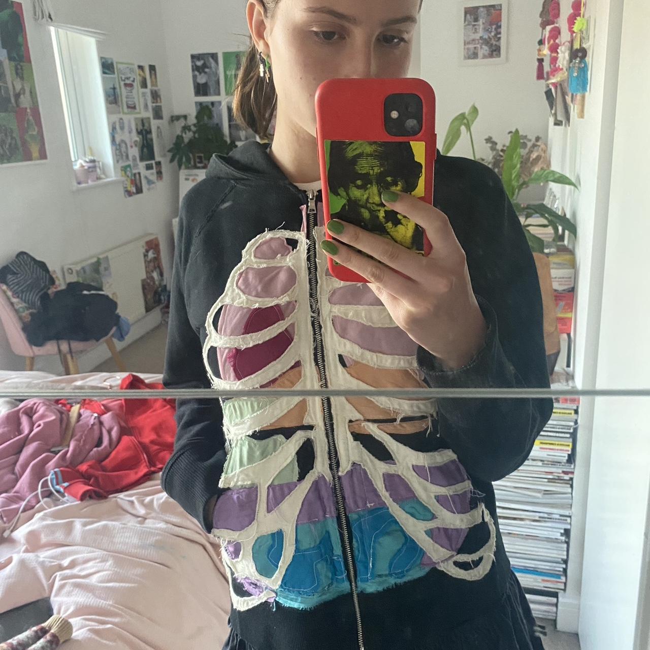 INSANE handmade skeleton jumper w texture so so cool... - Depop