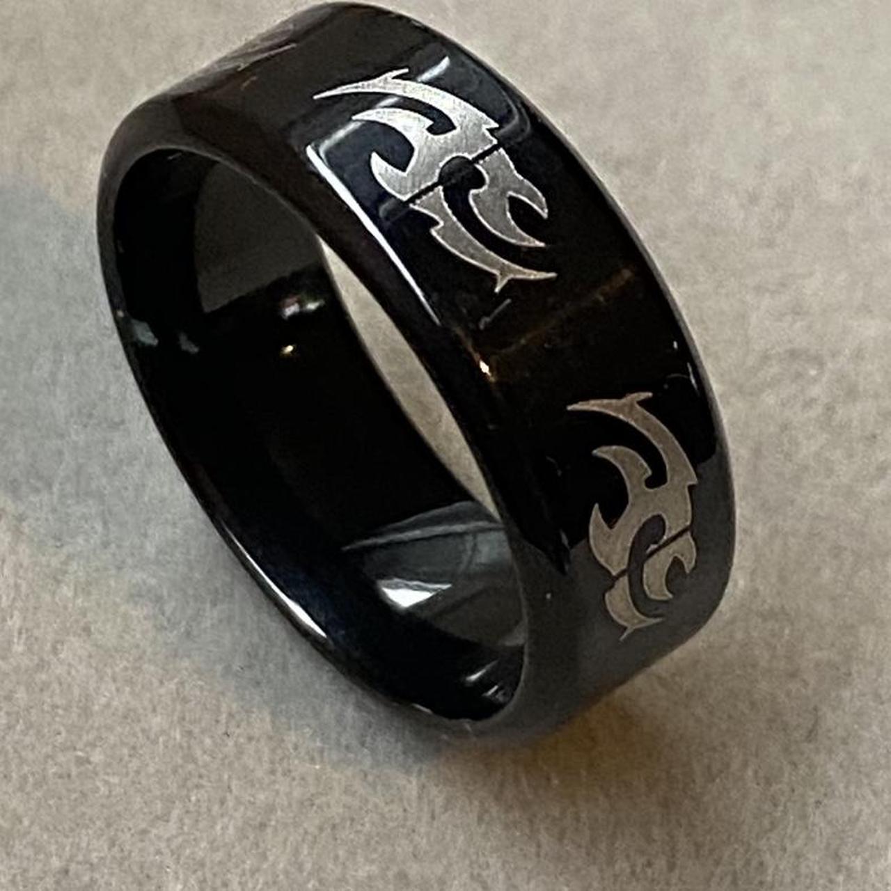 Black stainless steel tribal design ring 💍 Ring... - Depop