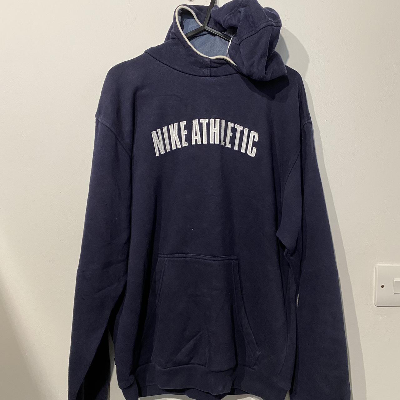 vintage nike athletic hoodie pullover blue large - Depop
