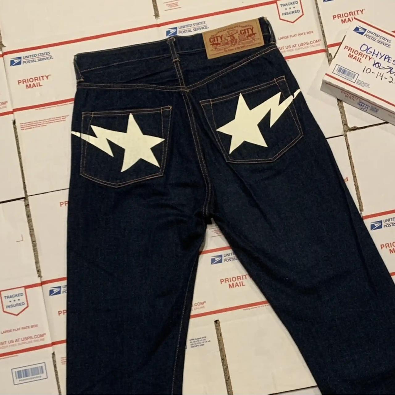 NO OFFERS Grail Bape x Nigo heavy jeans Baggy /... | Depop