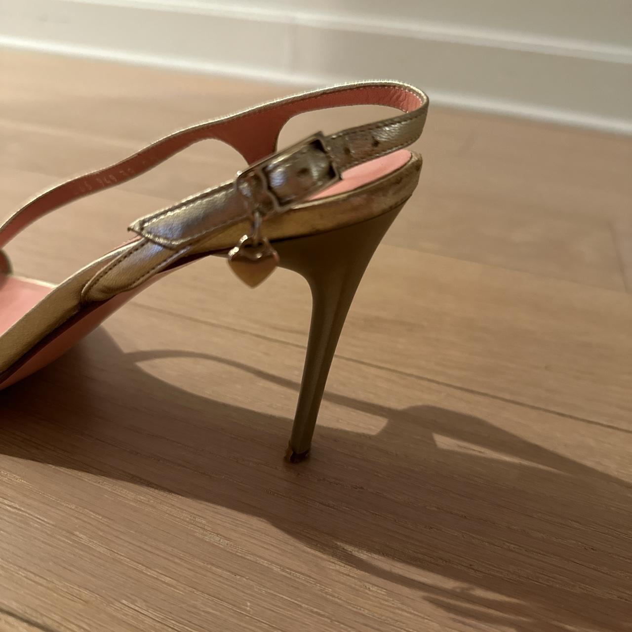 Vintage gold escada heeled sandals in size 9 IT 39... - Depop