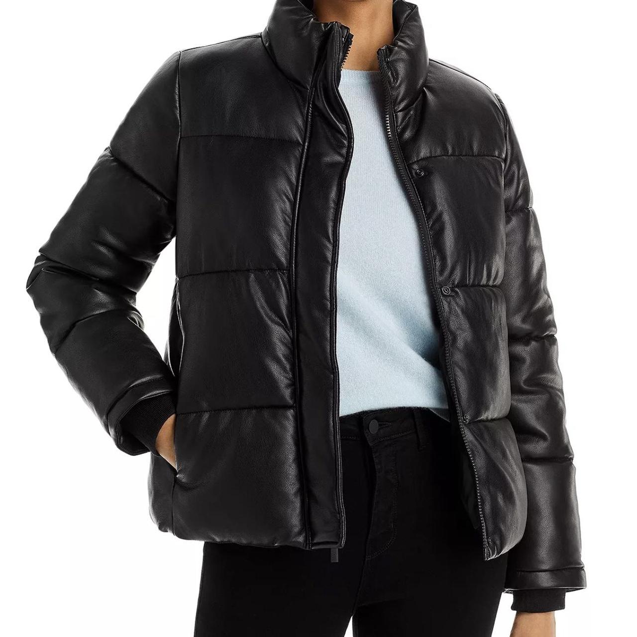 Andrew Marc leather puffer jacket! In great shape,... - Depop