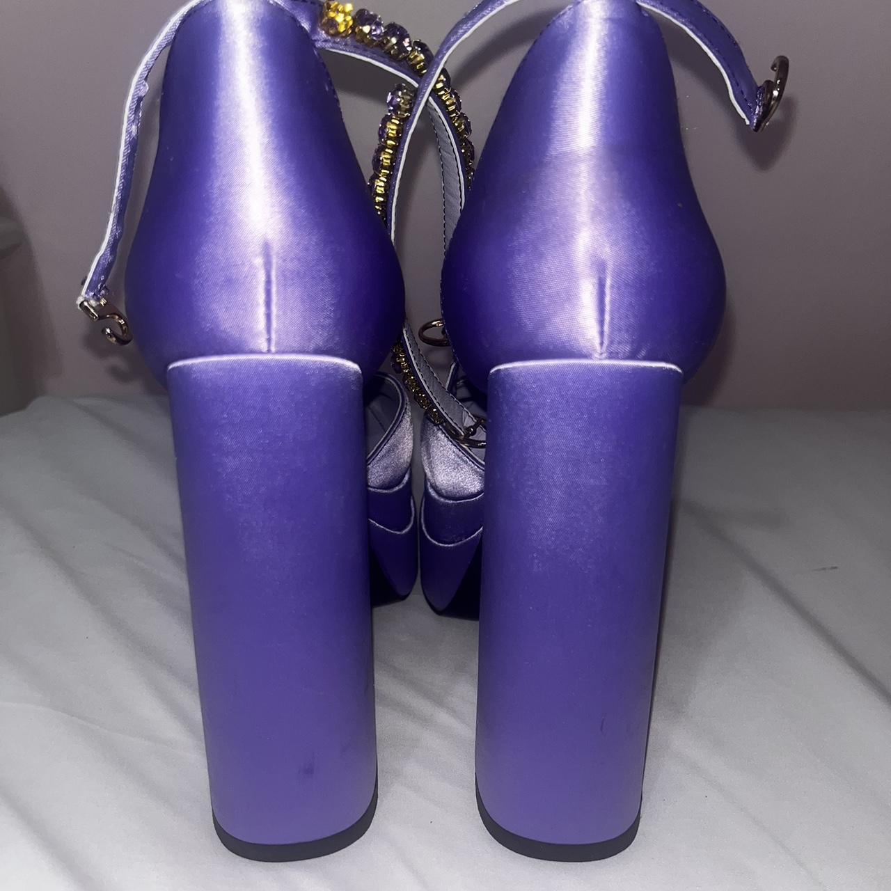 90s inspired purple satin platform 4-5” heels 👠 (DM... - Depop