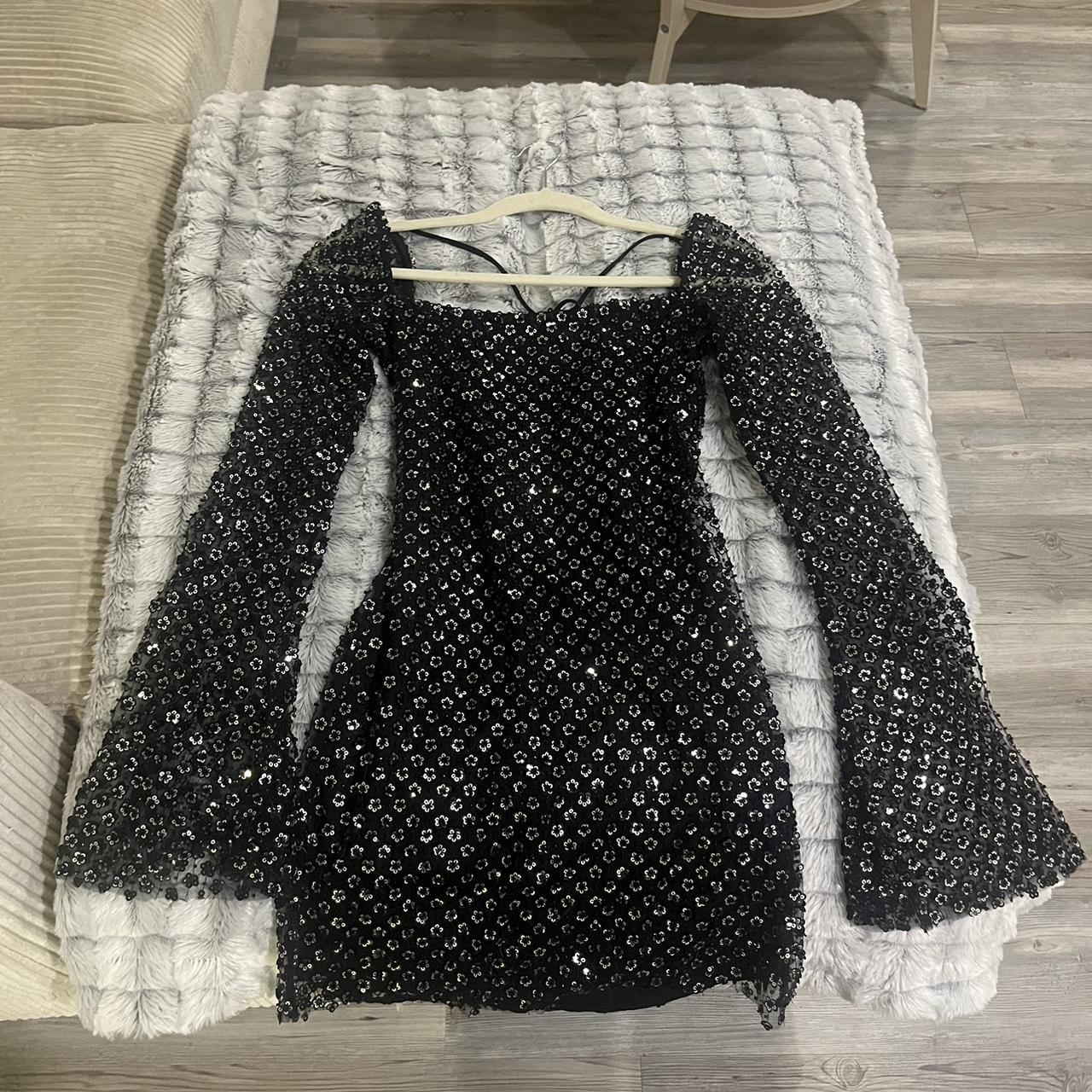 Super cute Black Mini Darcie Sequin Floral Bell... - Depop