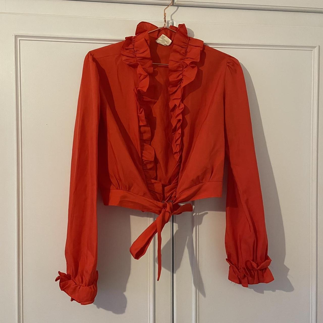 Vintage Red Frilly Spanish Blouse Shirt - Depop