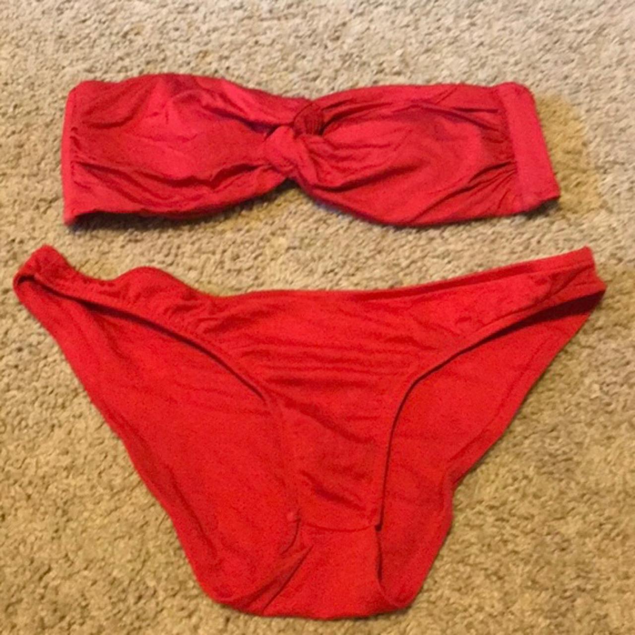 Red Bandeau Bikini 2 Piece 👙 Red Bikini Two Piece Depop