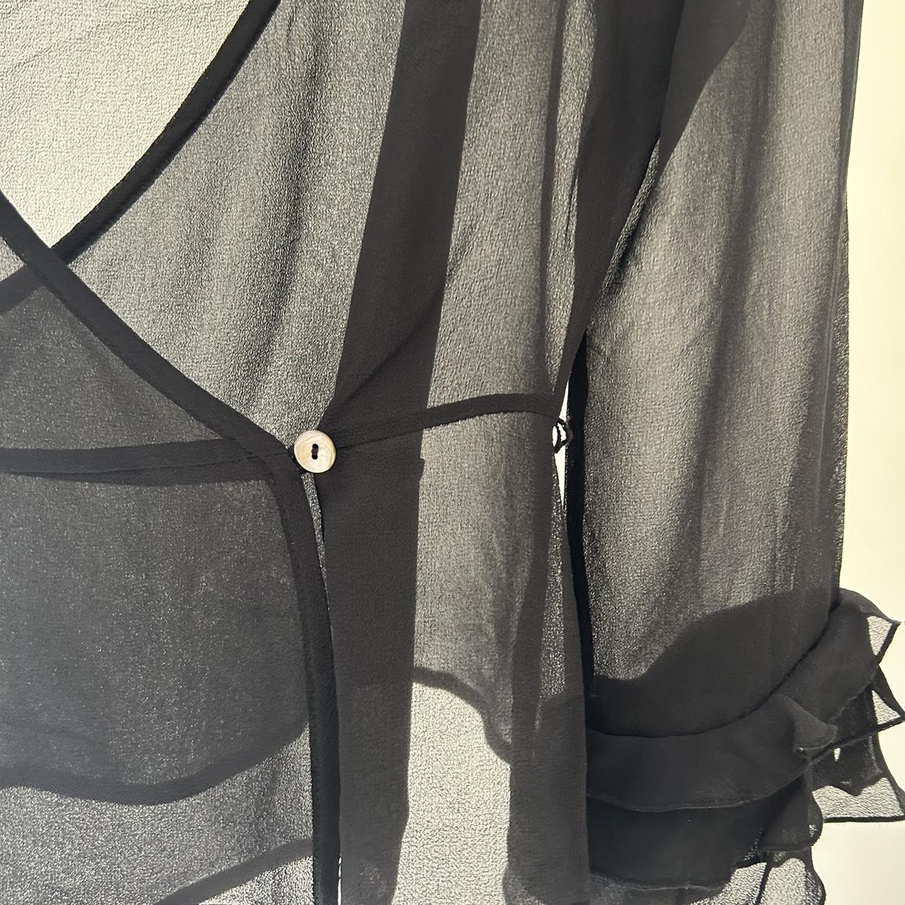 sheer black top, can be worn open or buttoned.... - Depop