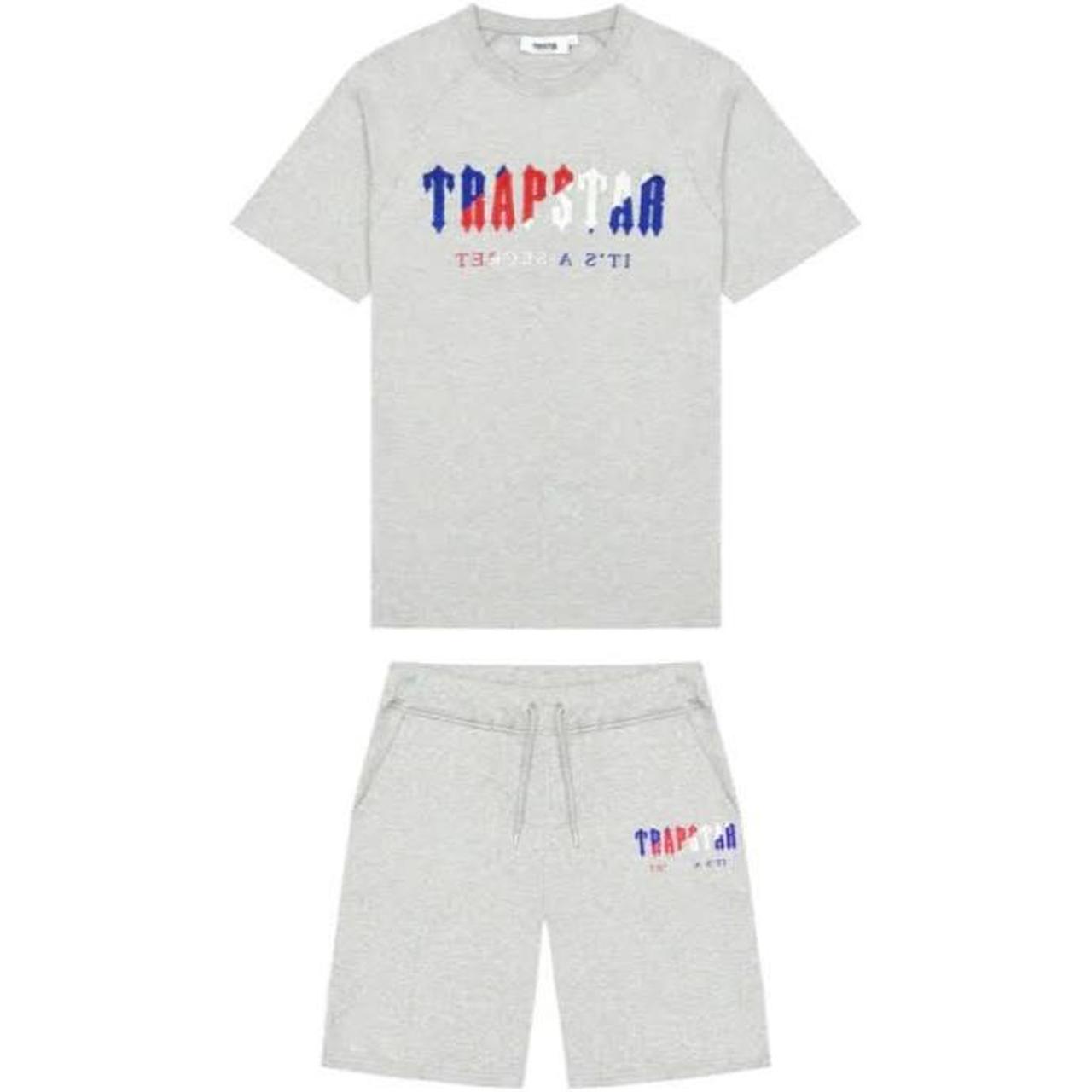 trapstar grey revolution chenille decoded short and... - Depop