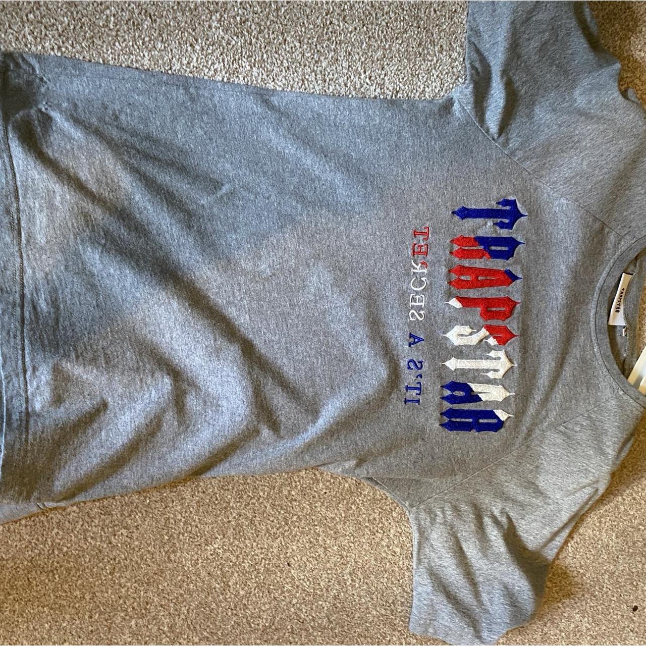 trapstar grey revolution chenille decoded short and... - Depop