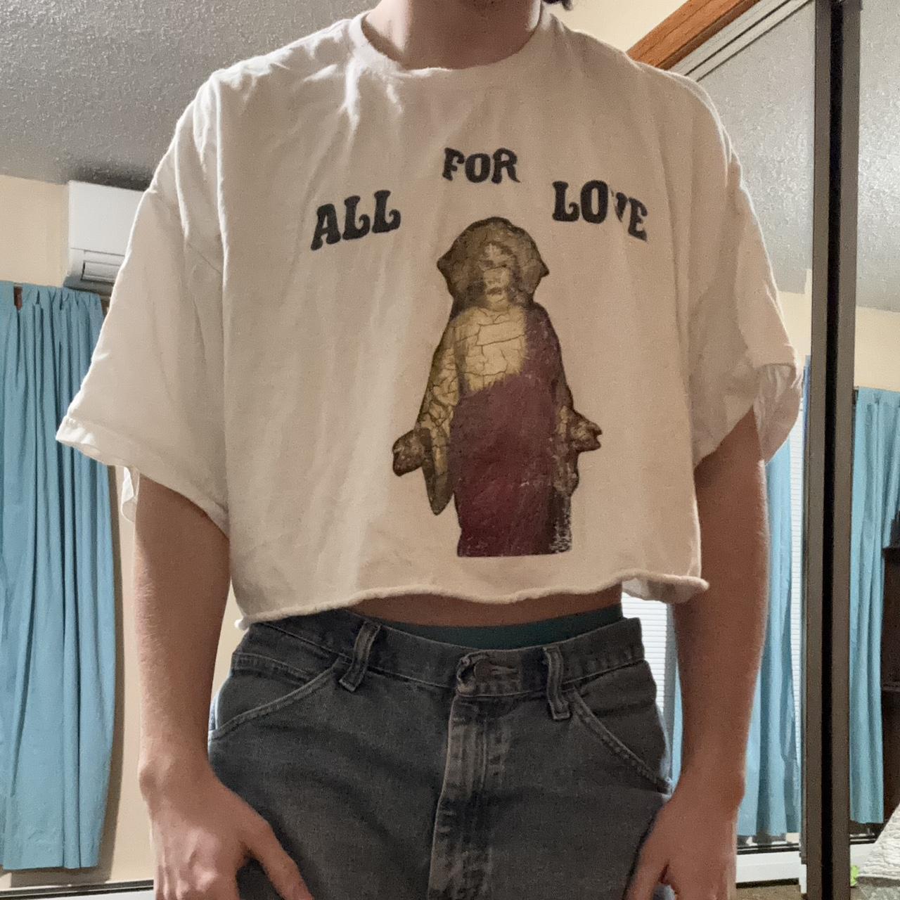 Oversized White Jesus Cropped Tee Size: 3XL #Jesus... | Depop