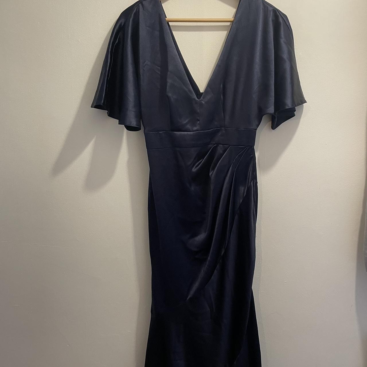 Asos navy blue silky satin fitted bridesmaids or... - Depop