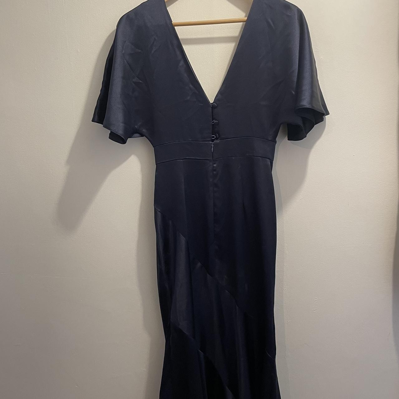 Asos navy blue silky satin fitted bridesmaids or... - Depop