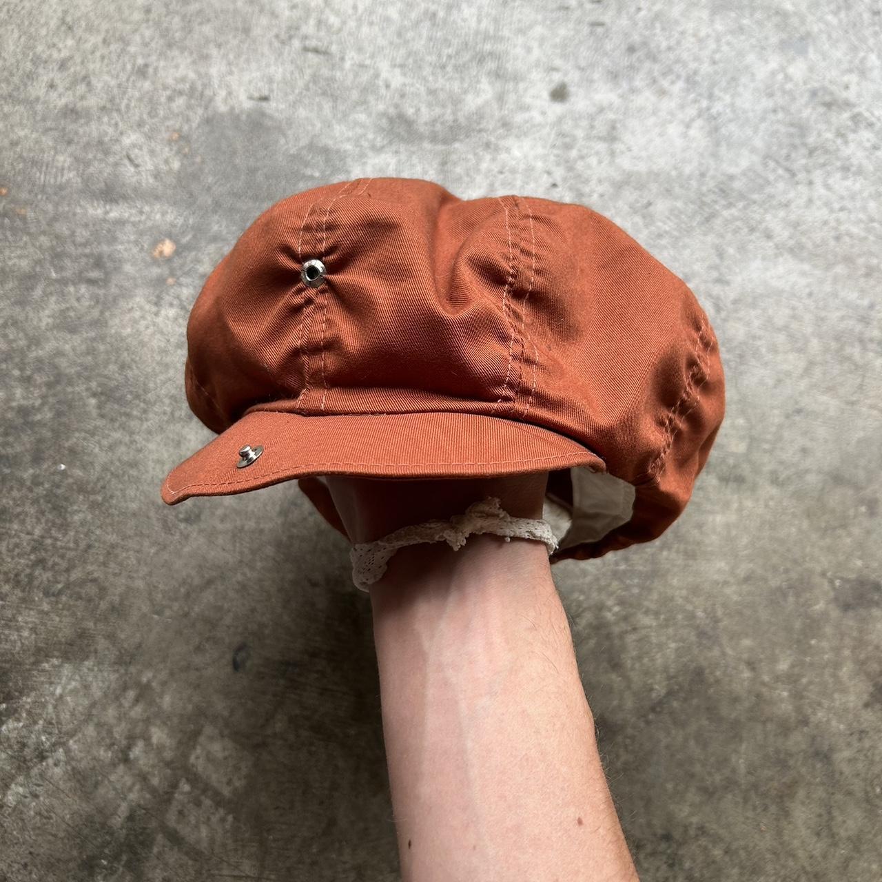 Vintage 70s newsboy cap. Brown rust colored snapback... - Depop