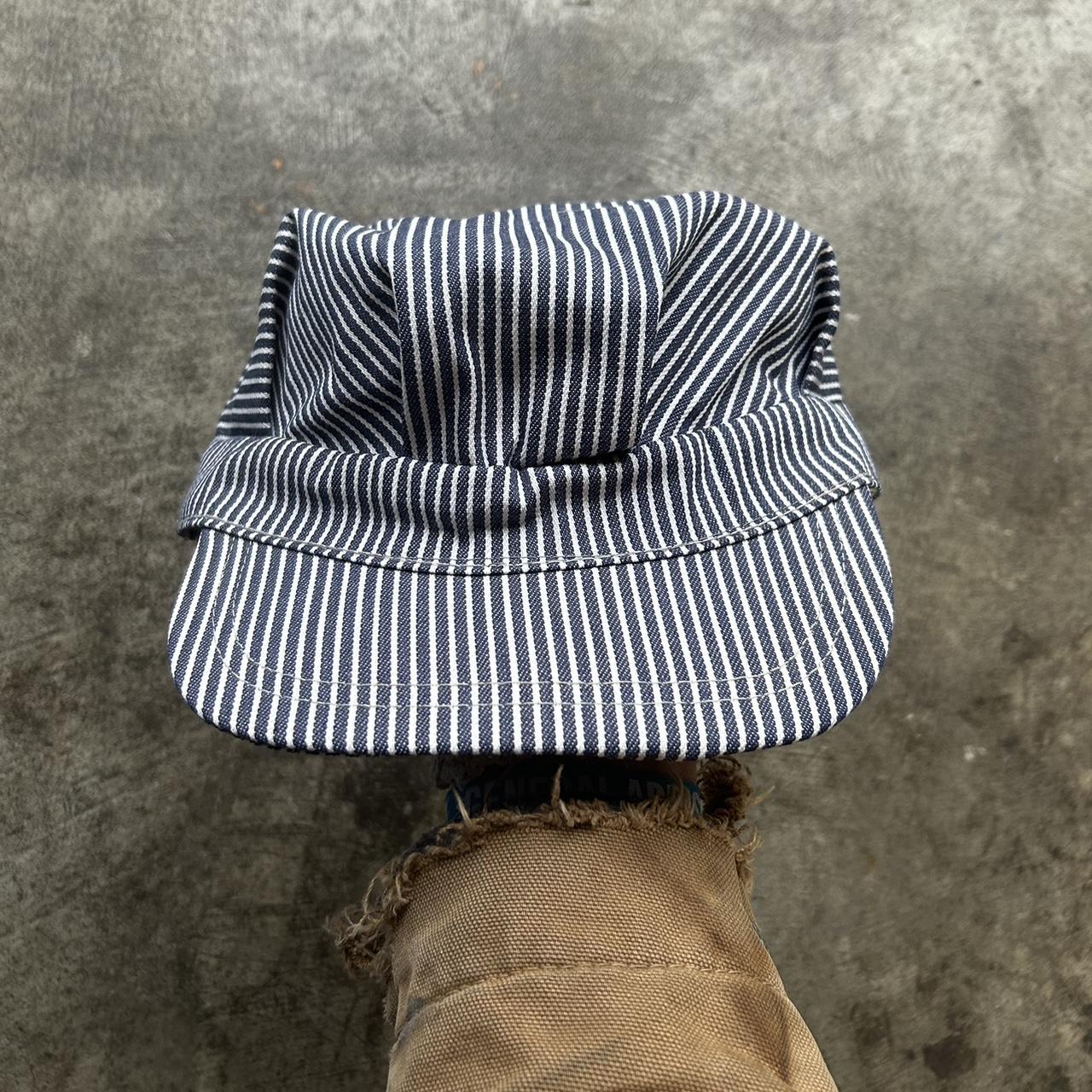 Vintage 80s hickory stripe train conductor workwear... | Depop