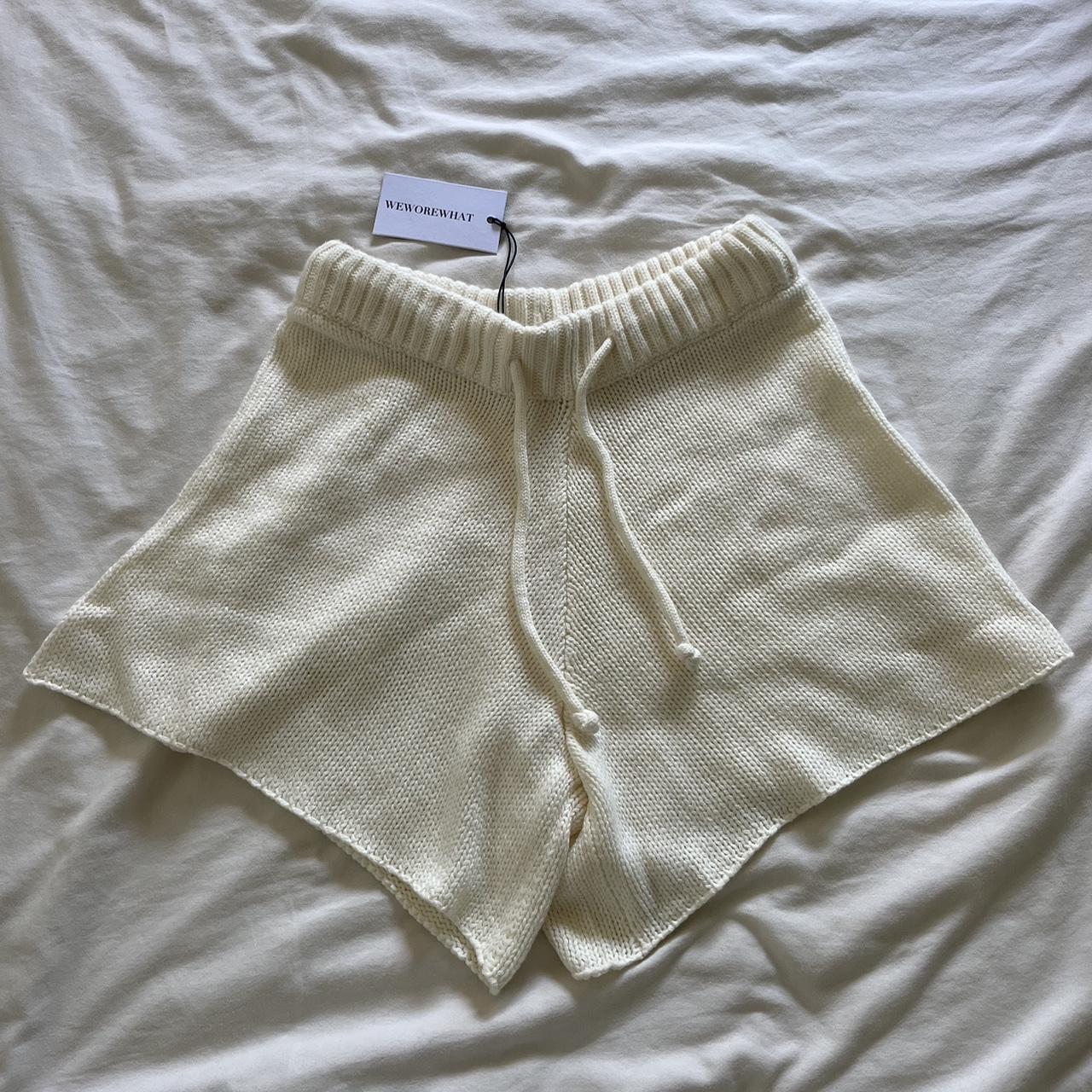 Knit cream colored shorts brand new with... - Depop