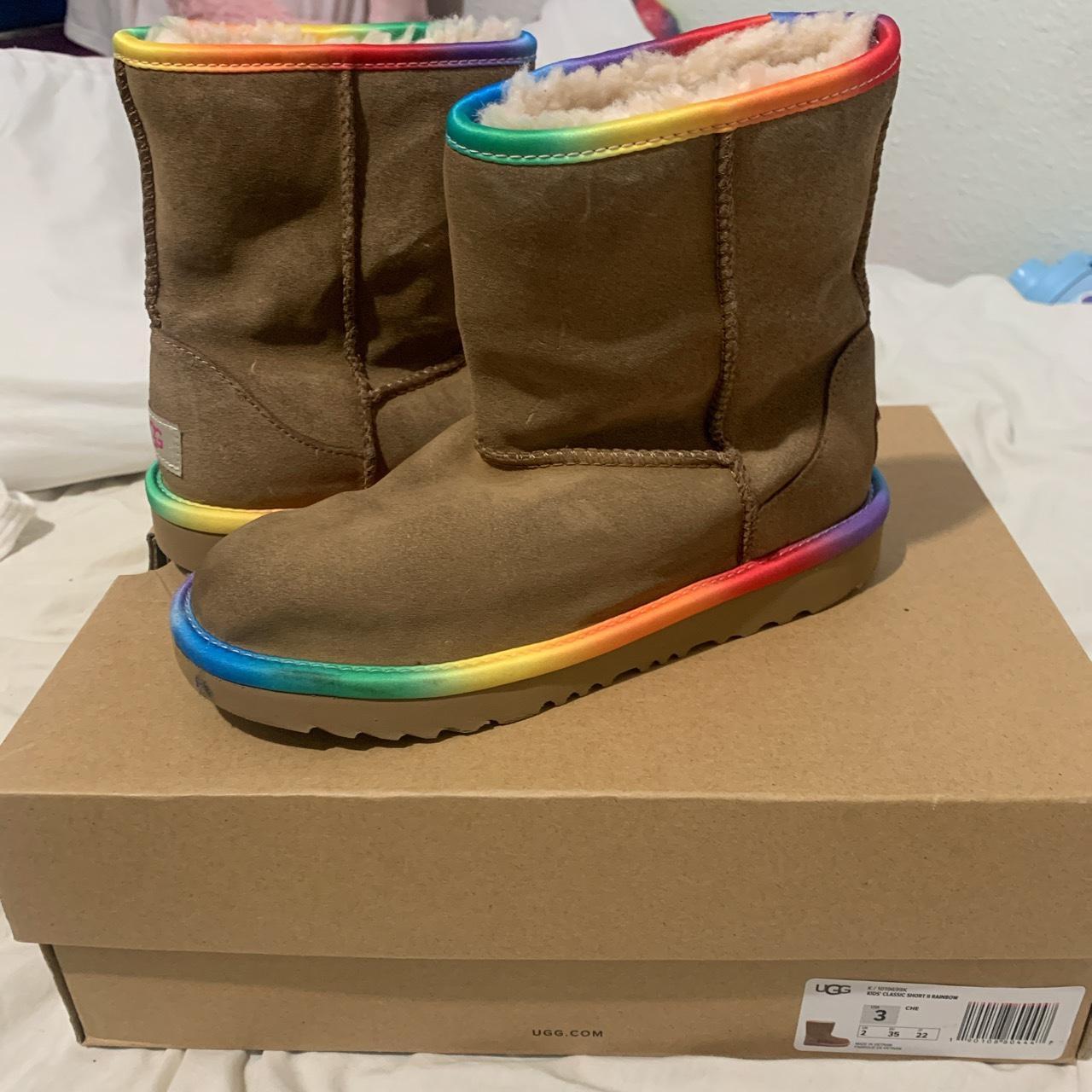 UGG kids’ classic short II rainbow - Depop