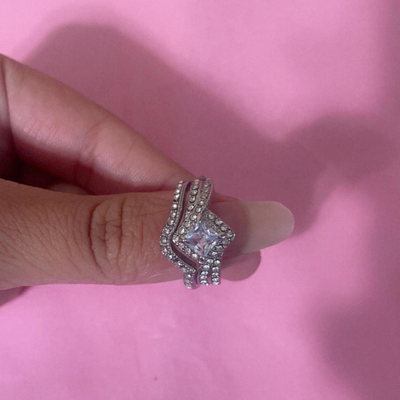 🎀Beautiful silver and white diamond ring set -... - Depop