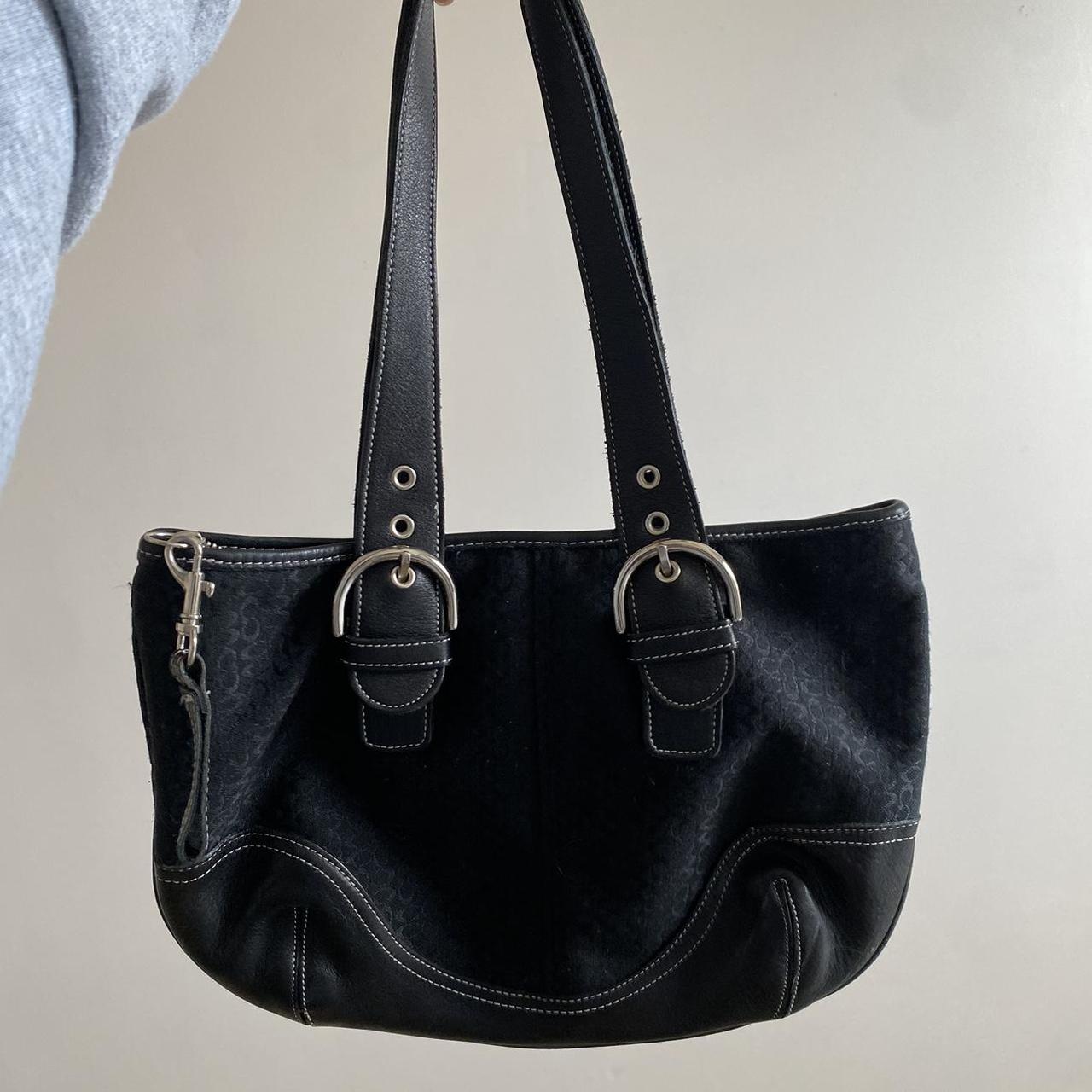 black coach mini bag with monogram print - Depop