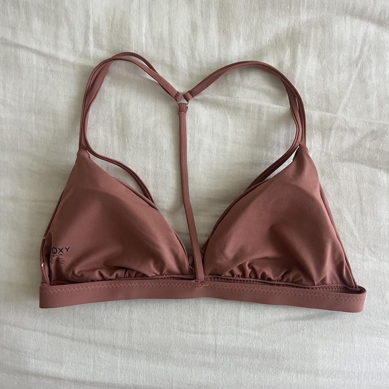 roxy bikini top -blush pink -string design across... - Depop