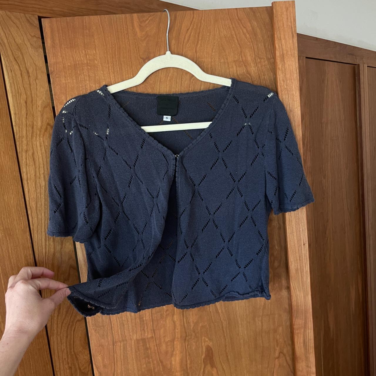 LABEL: Anna Sui ITEM: Navy Top Closure... | Depop