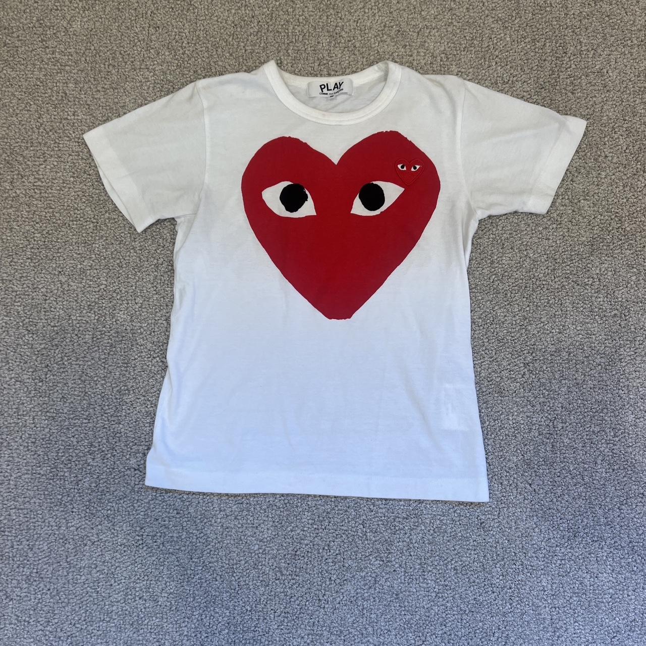 CDG RED cotton red heart tee - Depop