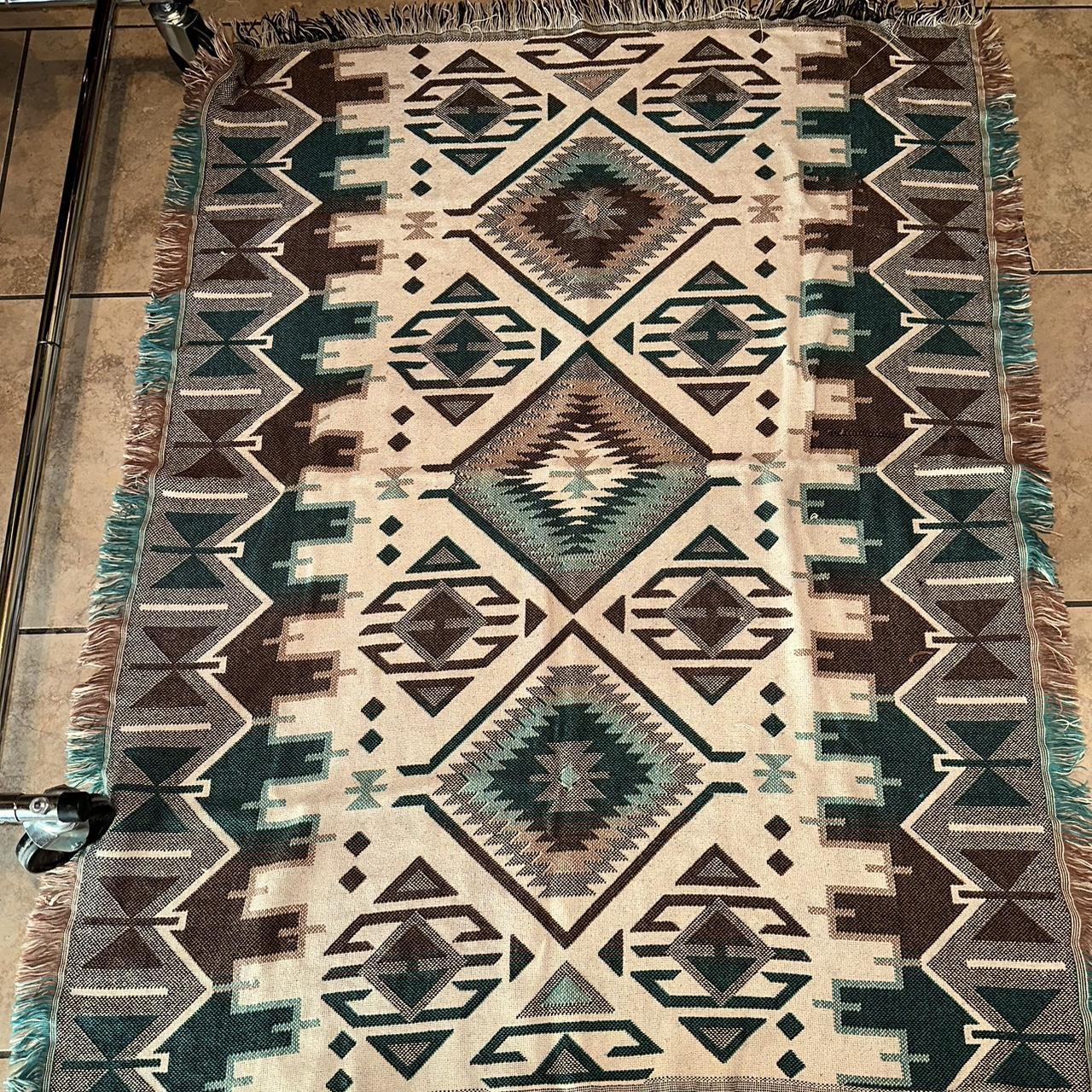 Vintage Aztec print throw blanket Flaws will be... - Depop