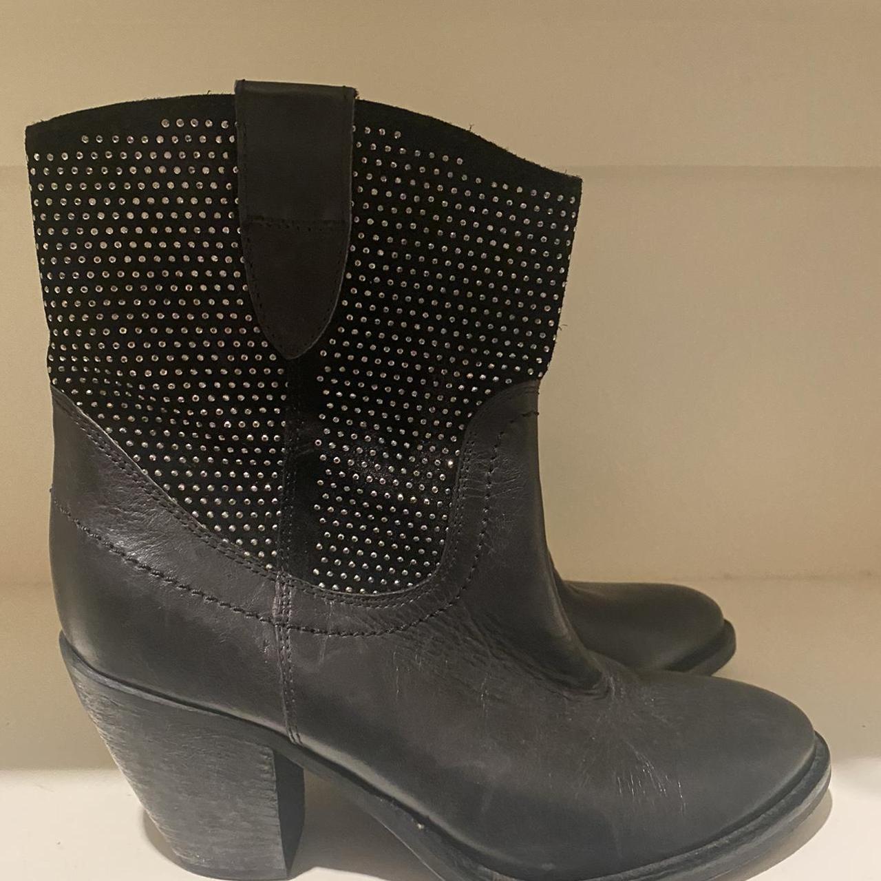 Janet & Janet black studded ankle boots shoes size... - Depop