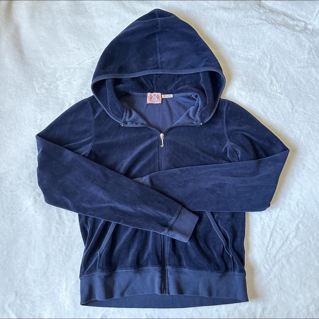 Juicy Couture Velour Navy Zip-Up - Size extra... - Depop