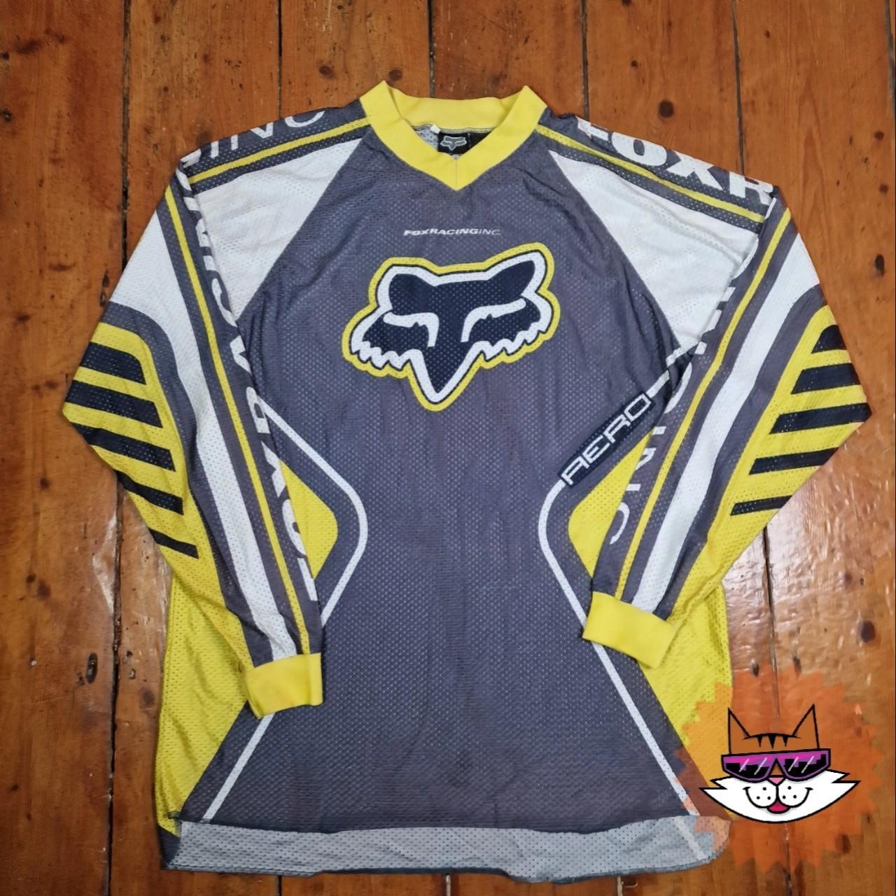 Vintage Late 90s Fox Racing Mesh Long Sleeve... - Depop