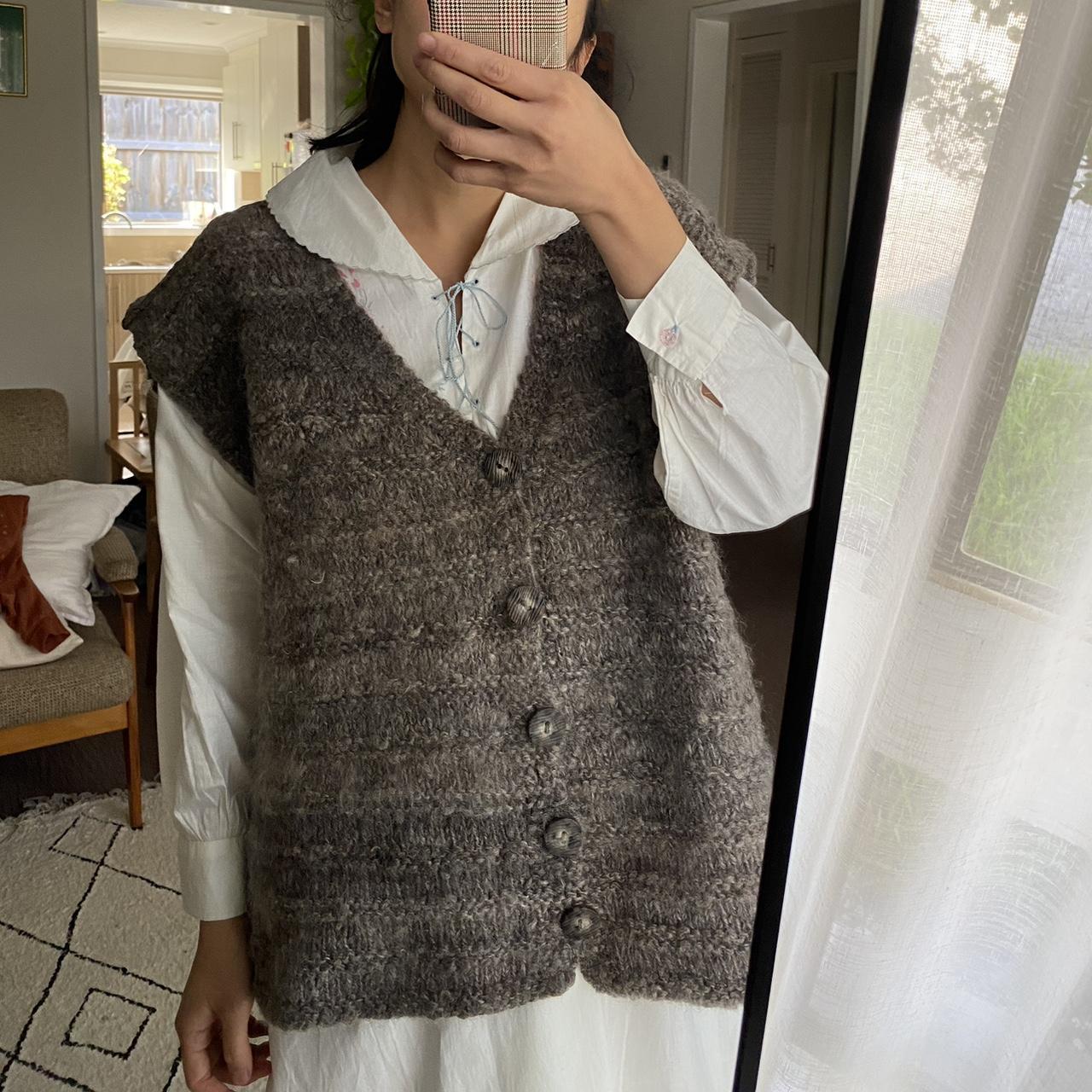 Chunky hand knitted oversized vest Pictured on a... - Depop