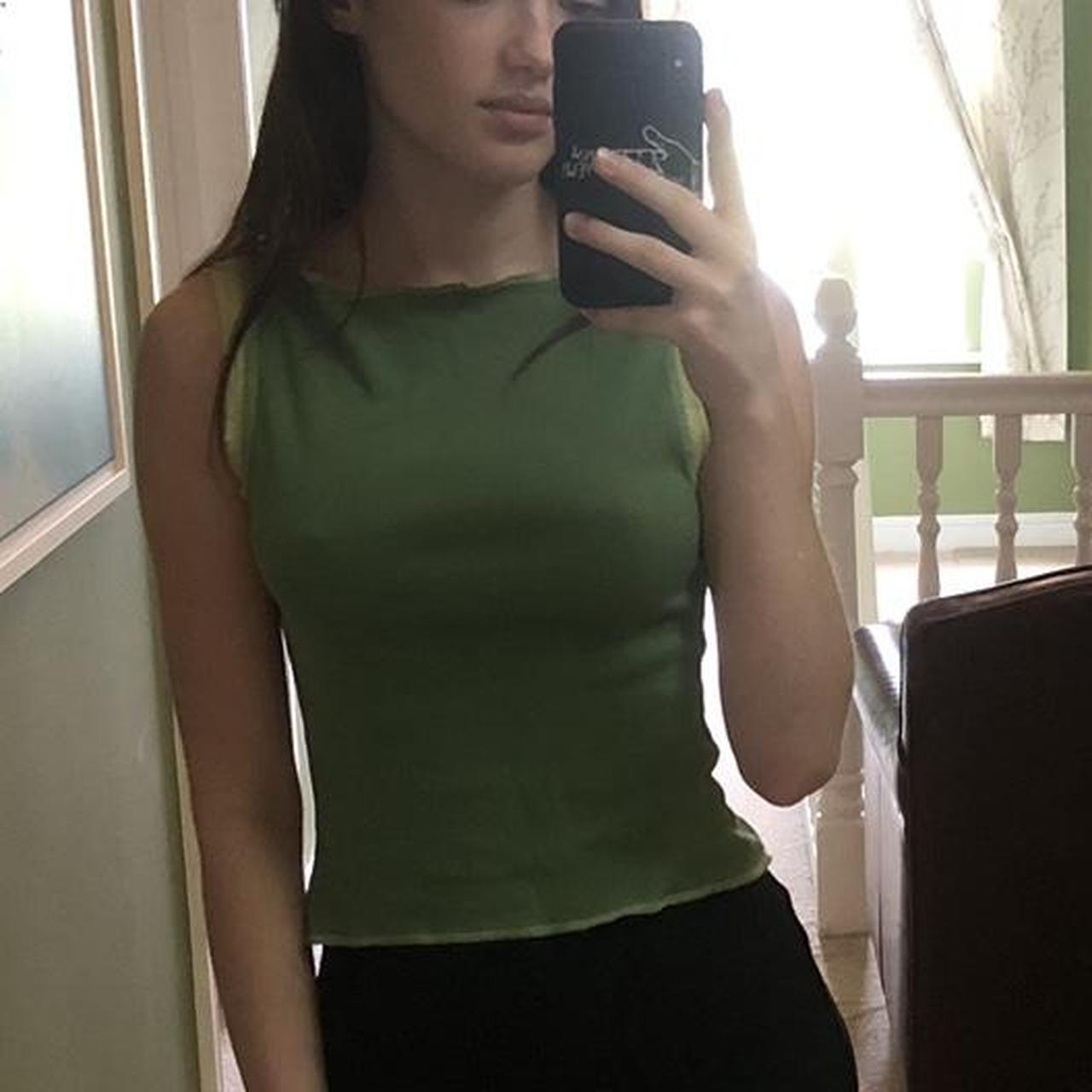 Gorgeous contrast green high neck top Selling as... | Depop