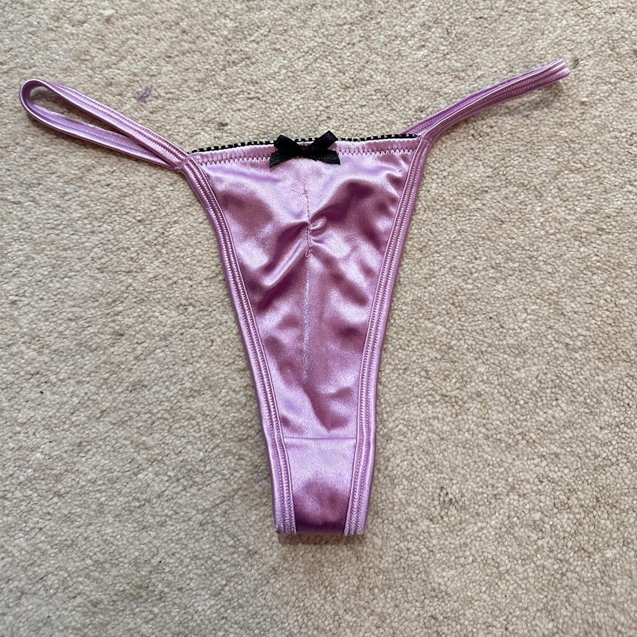 Pink satin thong pants Bought on here from remass... - Depop