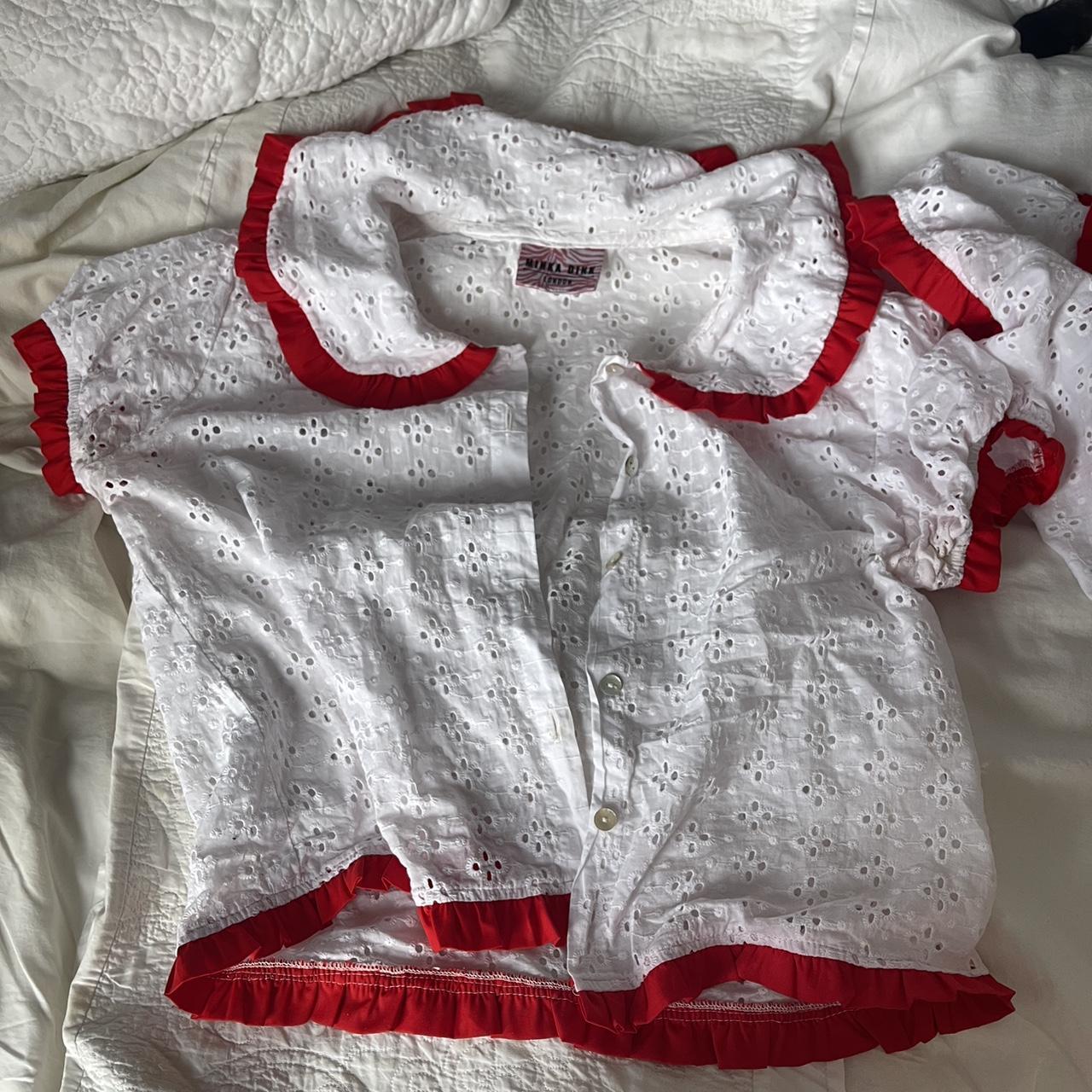 minka dink bonnie blouse with red trim not sold... - Depop