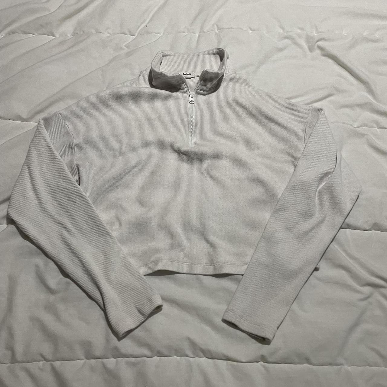 Garage zip up crop top white long sleeve, labeled a... - Depop