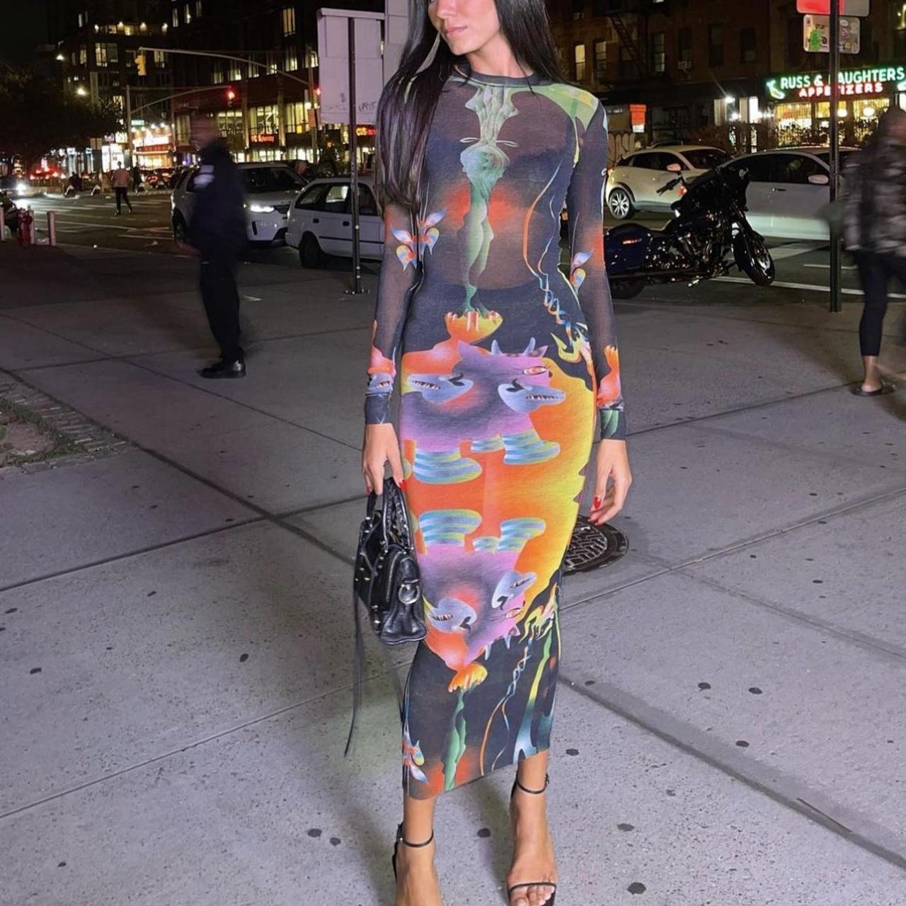 skims obsidian print dress - Depop