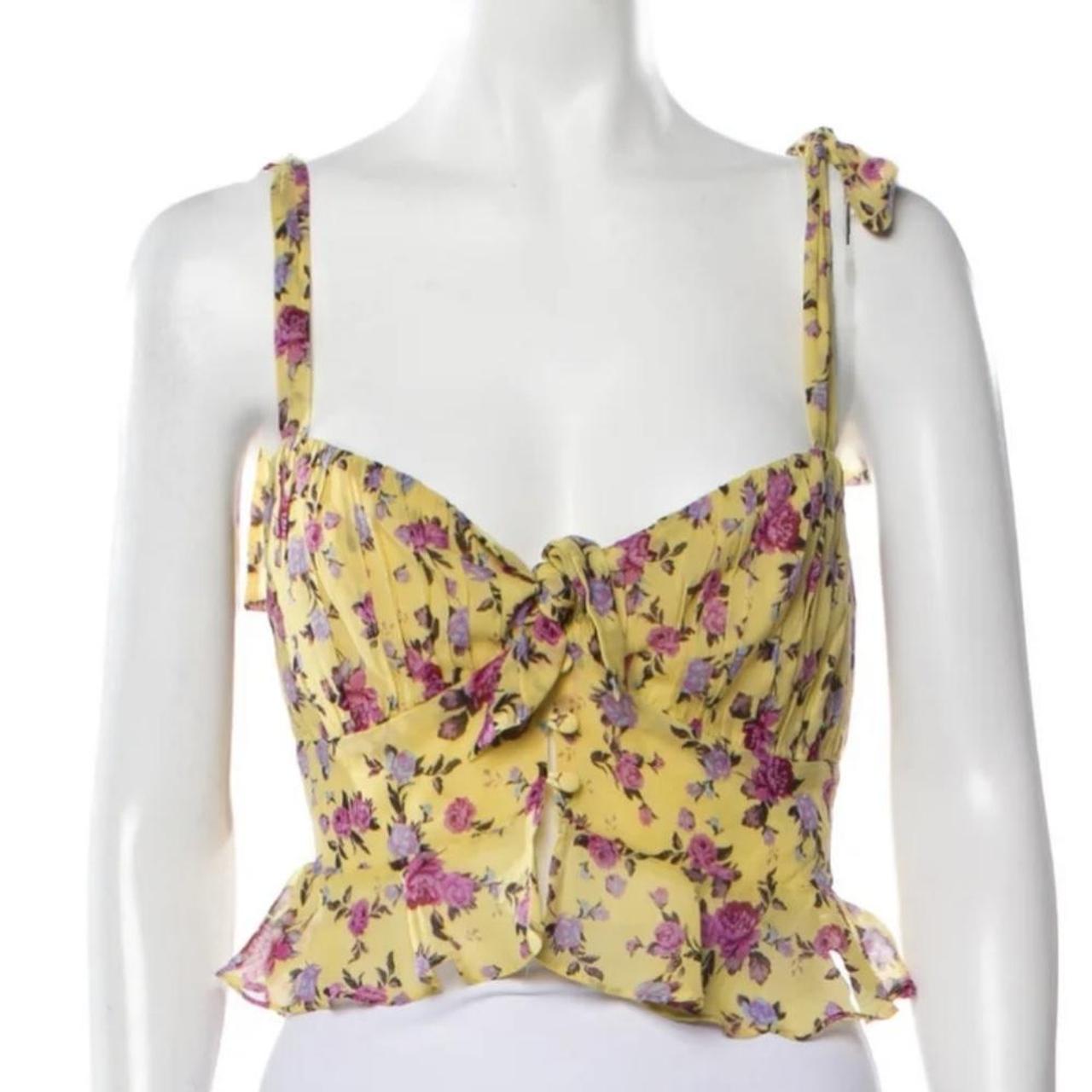 for love & lemons yellow flowy tank top worn once 💛... - Depop