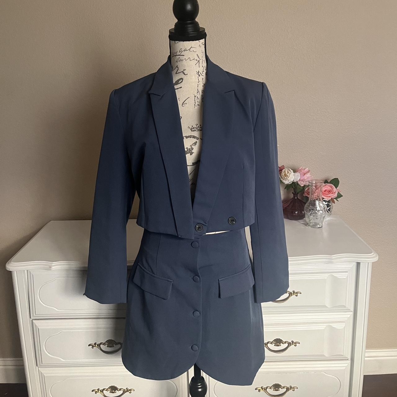 SHEIN BLUE SKIRT AND BLAZER SET In excellent... - Depop