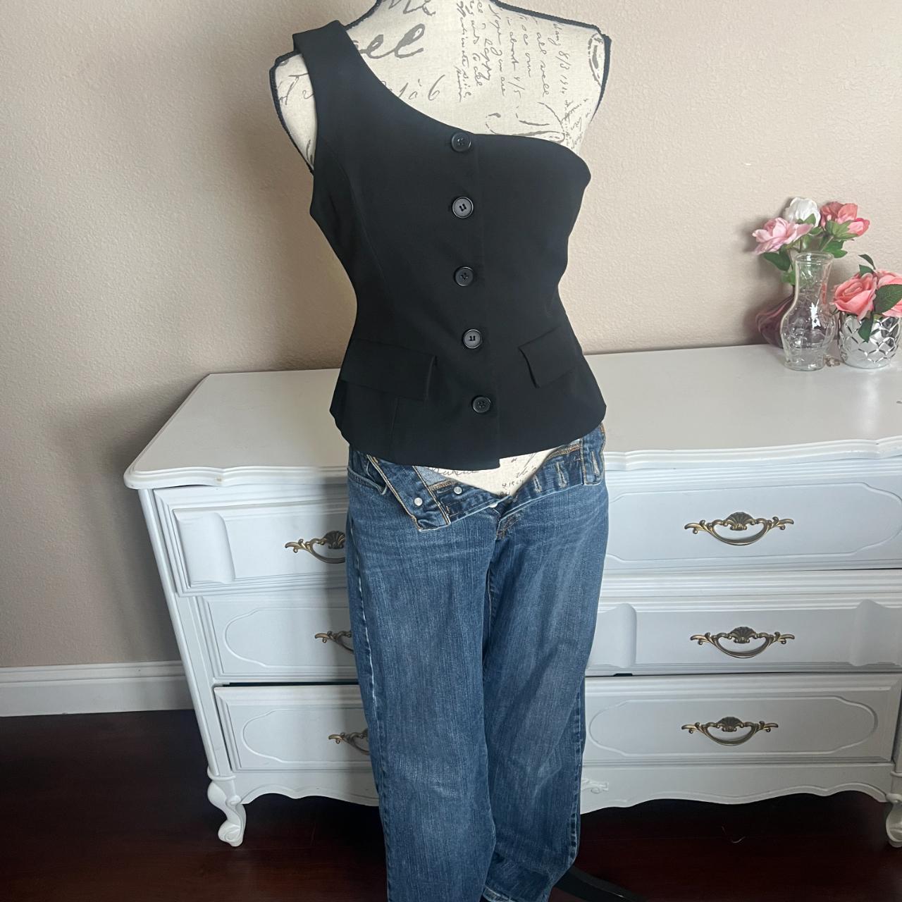 Black One Shoulder Vest Zara size medium worn... - Depop